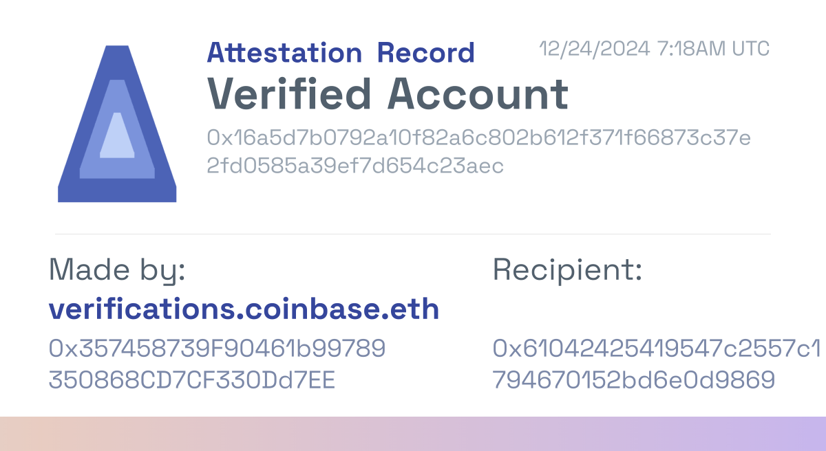 Attestation (Verified Account) - 0x16a5...23aec